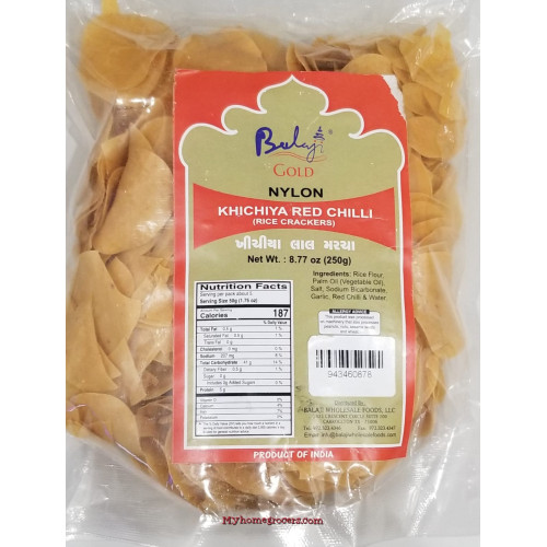 KHICHIYA RED CHILI BALAJI [ READY TO FRY RICE WAFERS ] - 250 GMS / 8.77 OZ